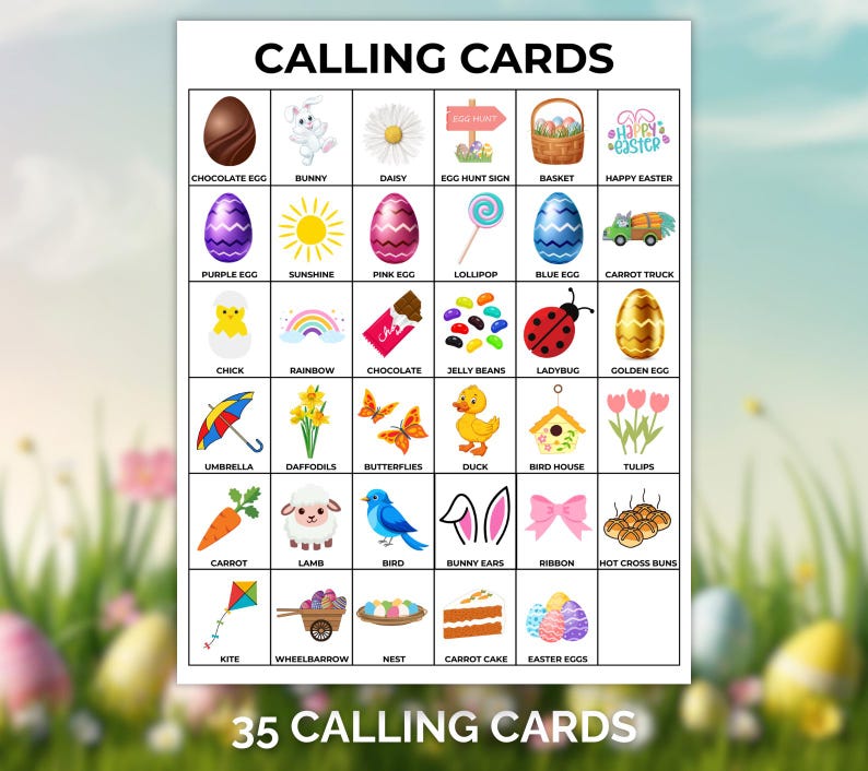 50 Printable Easter Bingo Cards, Fun Easter Party Game, Easter Activity ...