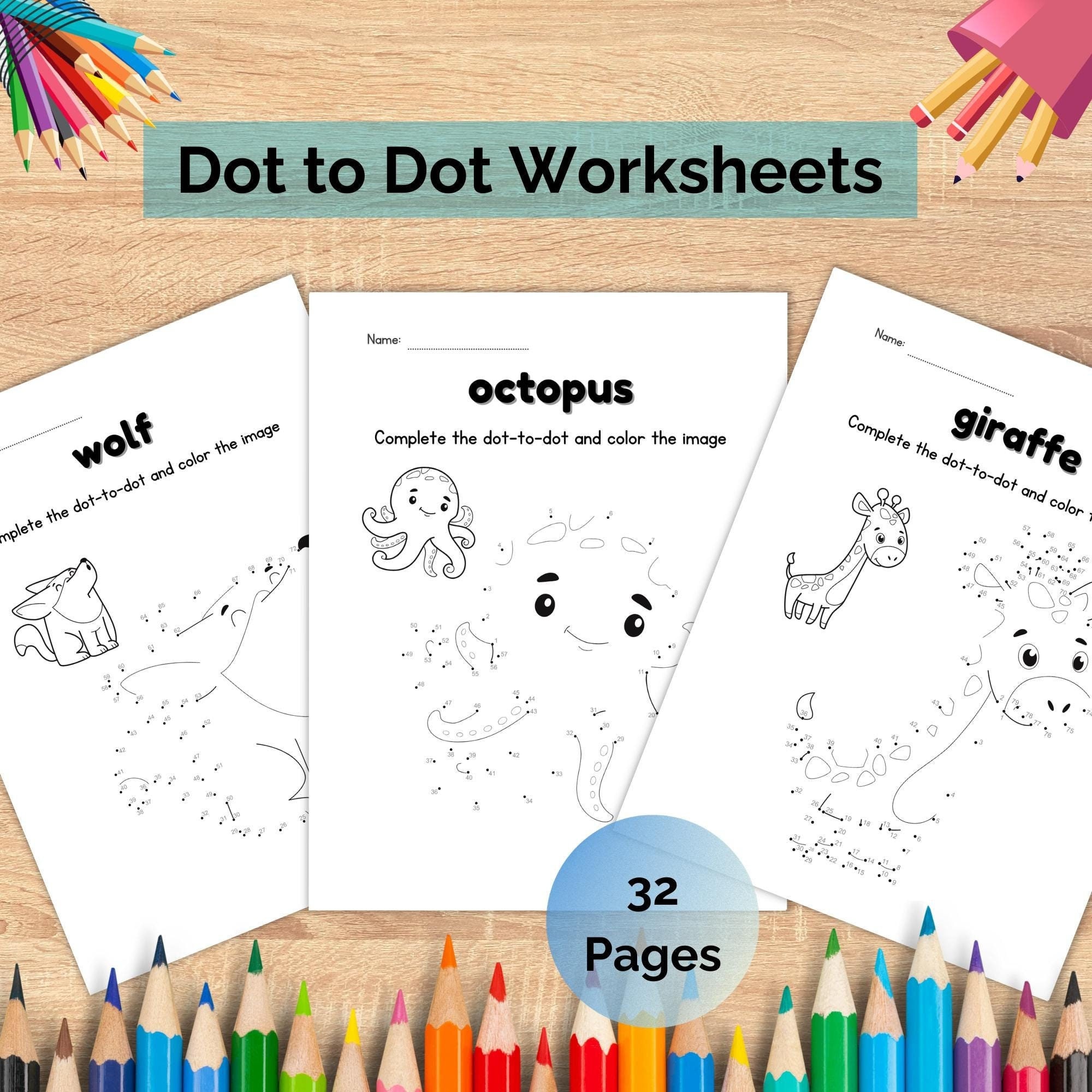 Dot to Dot Worksheets, Connect the Dots Book, Kids Coloring Pages ...