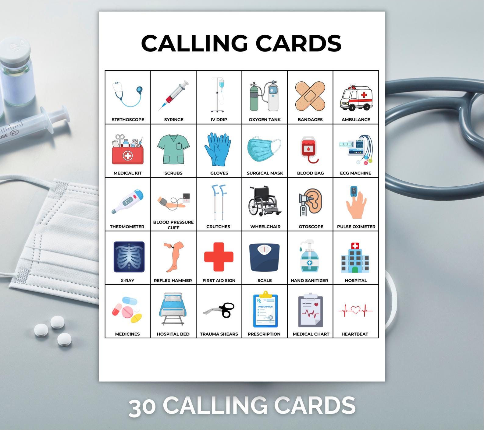 40 Nurse Bingo Cards, Nurse Bingo Printable, Medical Bingo Cards ...