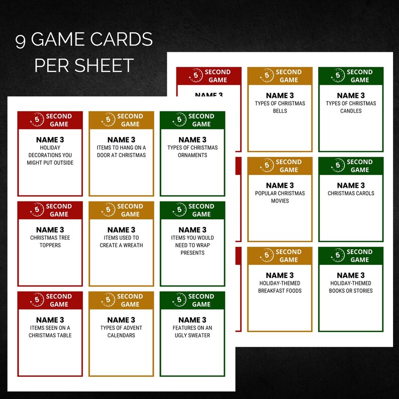 Christmas 5 Second Game, Christmas Party Game, Printable Christmas Game ...