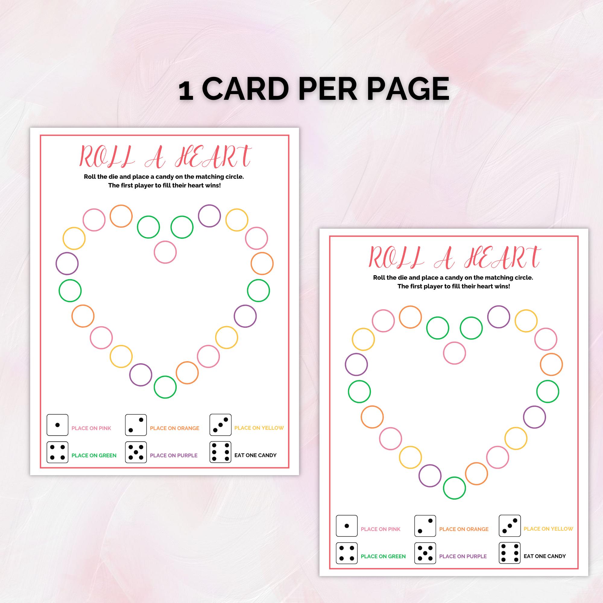 Valentines Roll a Heart Game, Valentine Day Game, Valentines Activity ...