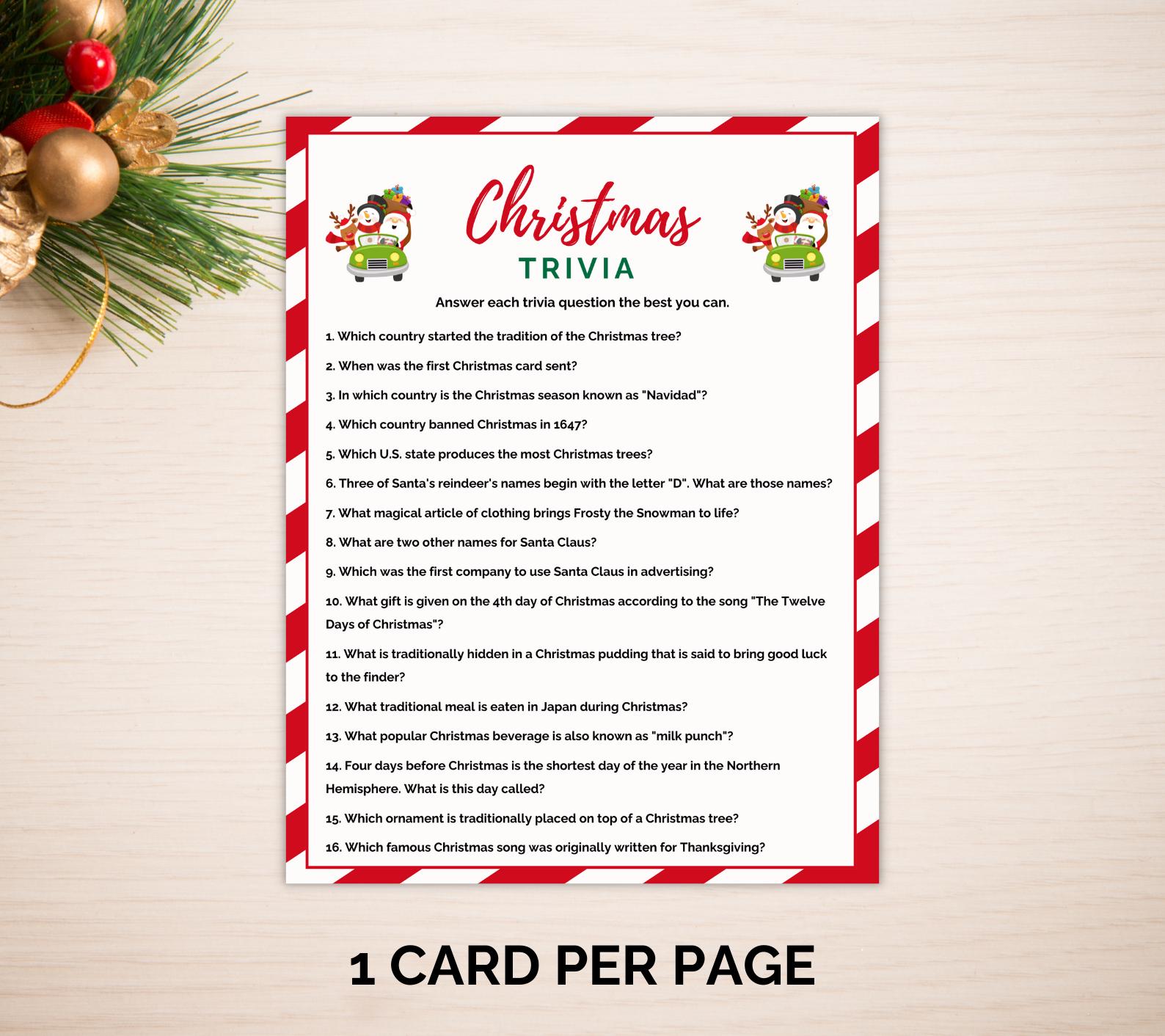 Christmas Trivia, Family Game, Printable Christmas Game, Christmas ...