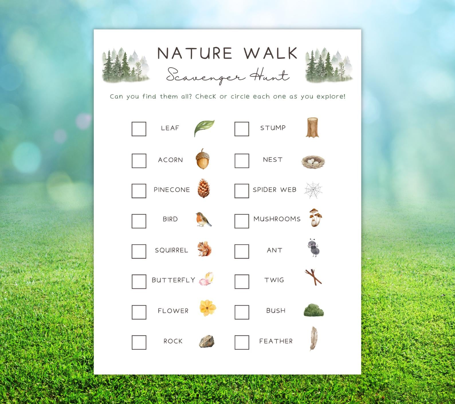 Nature Scavenger Hunt Printable, Outdoor Nature Scavenger Hunt for Kids ...