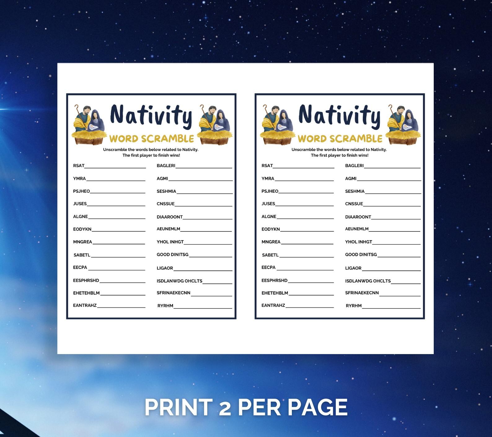 Nativity Word Scramble, Fun Nativity Game, Printable Nativity Game ...