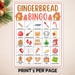 30 Gingerbread Bingo Cards, Gingerbread Bingo, Christmas Baking Bingo ...