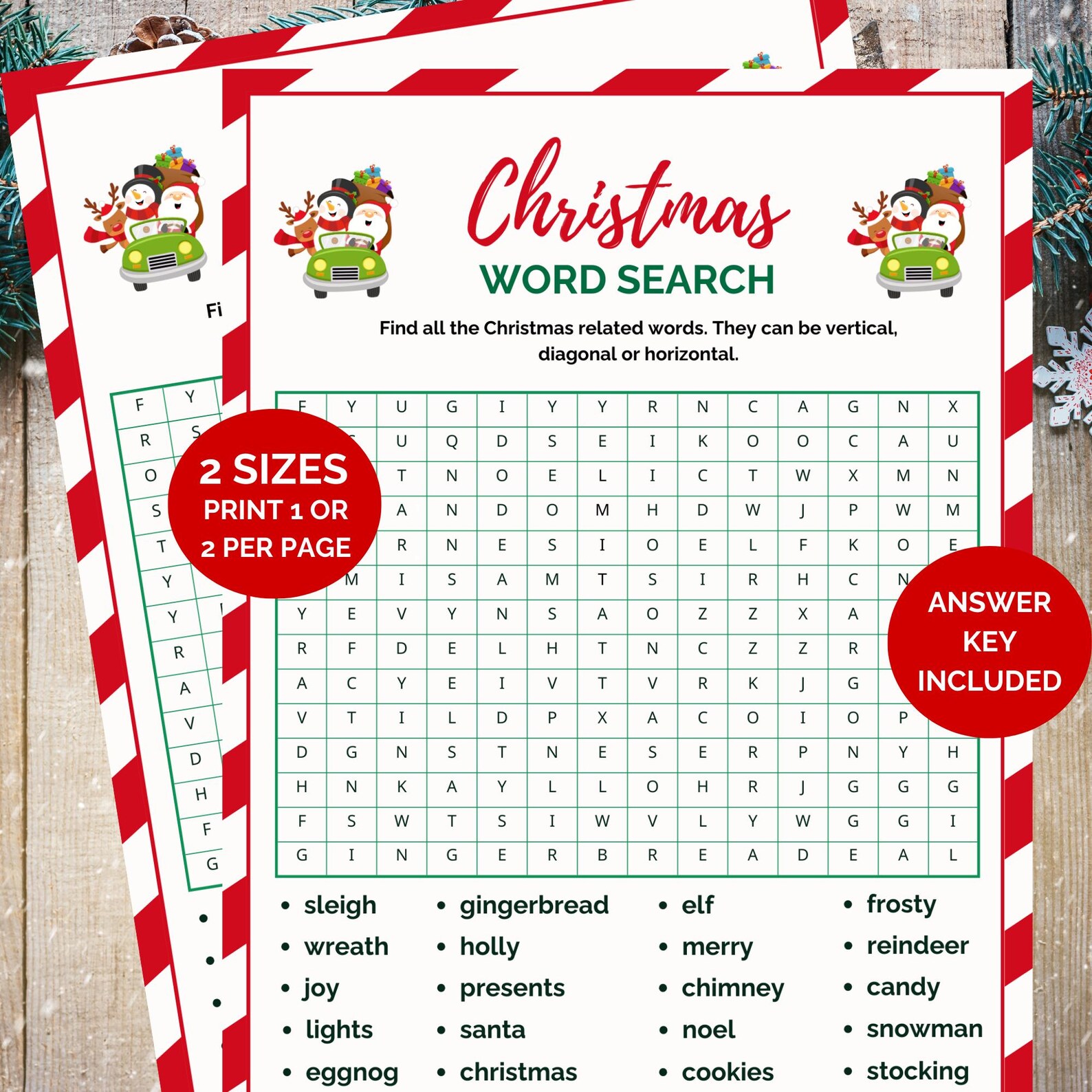 Christmas Word Search, Family Game, Printable Christmas Game, Christmas ...