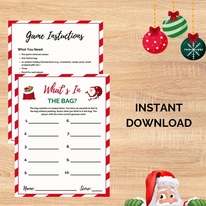 Christmas What's in the Bag Game, Christmas Party Game, Christmas Game ...