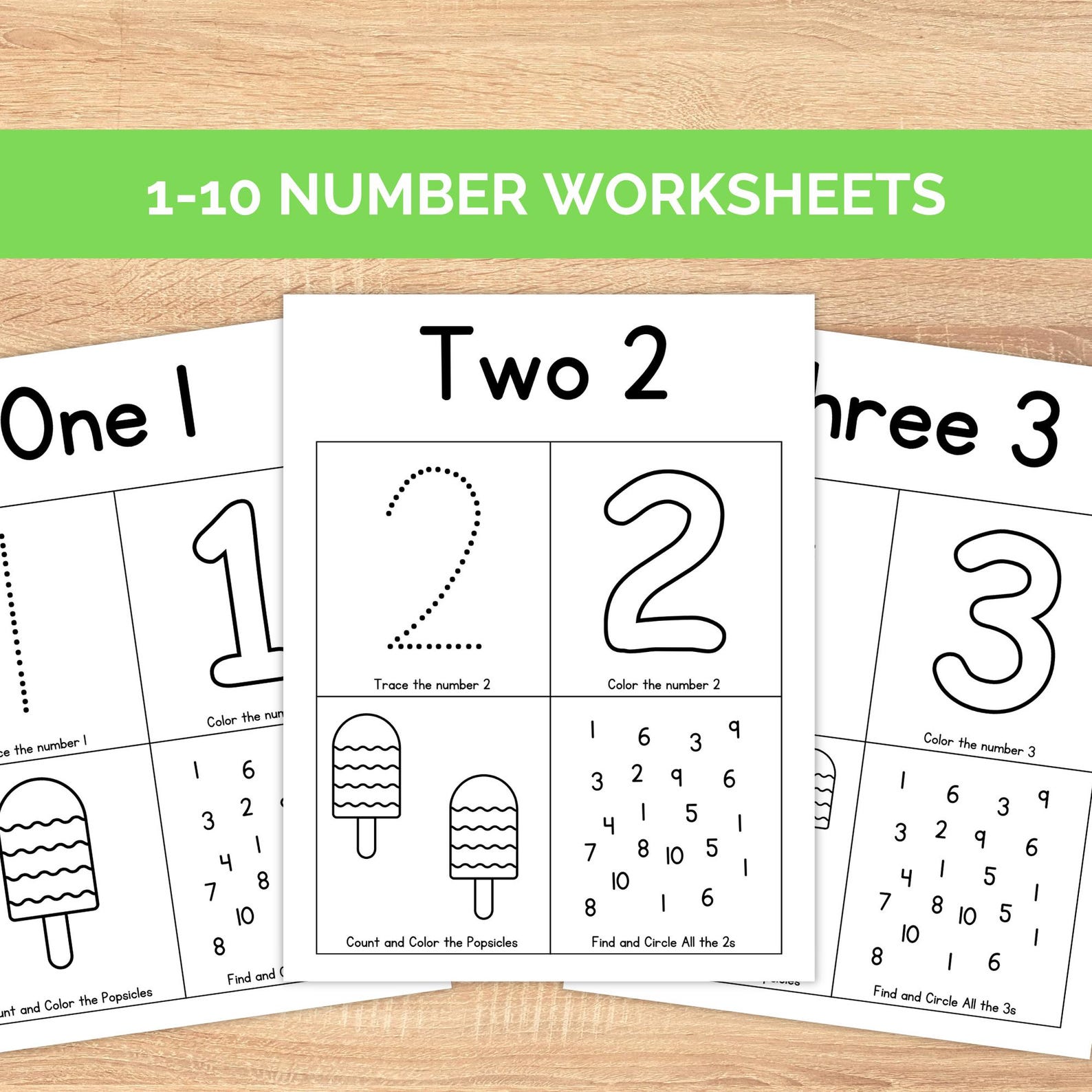 1-10 Number Tracing Worksheets, Preschool Counting Activity, Number ...
