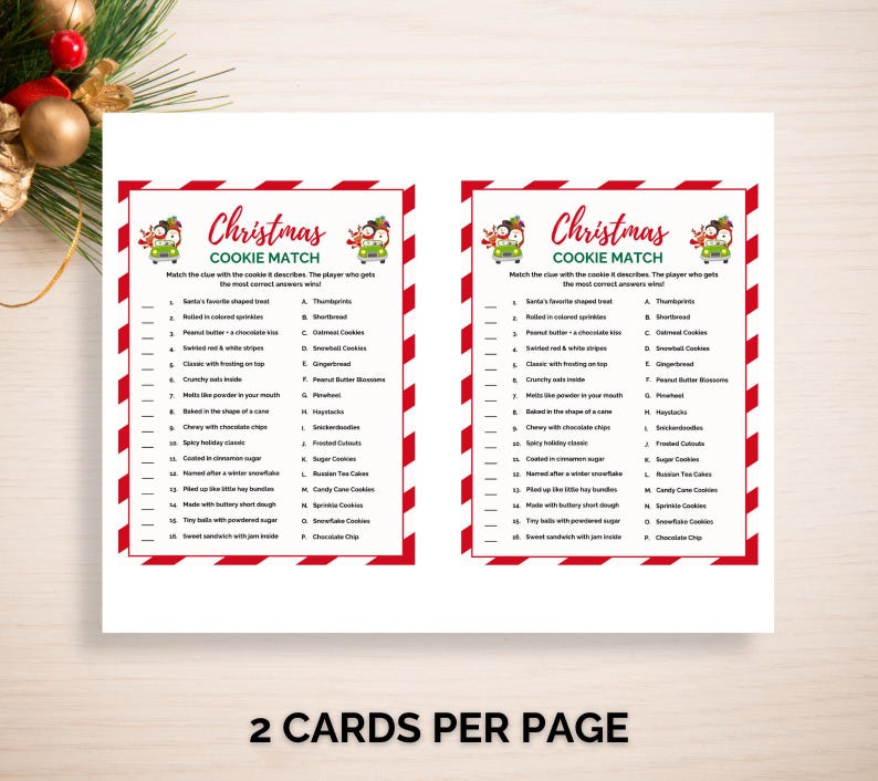 Christmas Cookie Match, Family Game, Printable Christmas Game ...