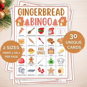 30 Gingerbread Bingo Cards, Gingerbread Bingo, Christmas Baking Bingo ...