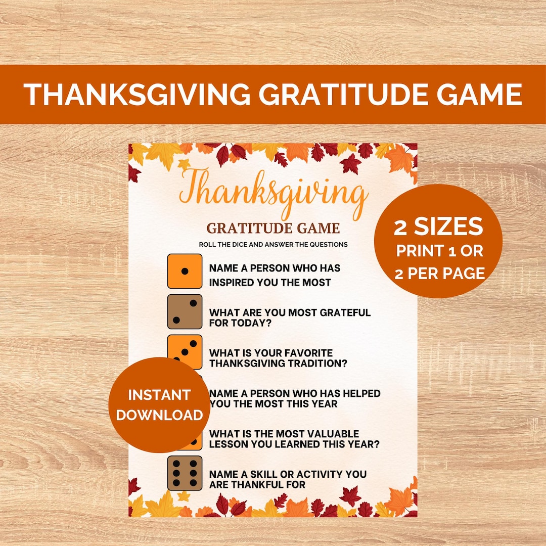 Gratitude Dice Game for Kids Adults, Thanksgiving Gratitude Game ...