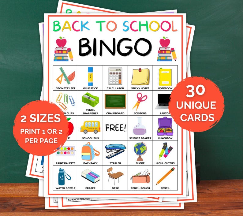 30 Back to School Bingo Cards, School Bingo, Back to School Games ...