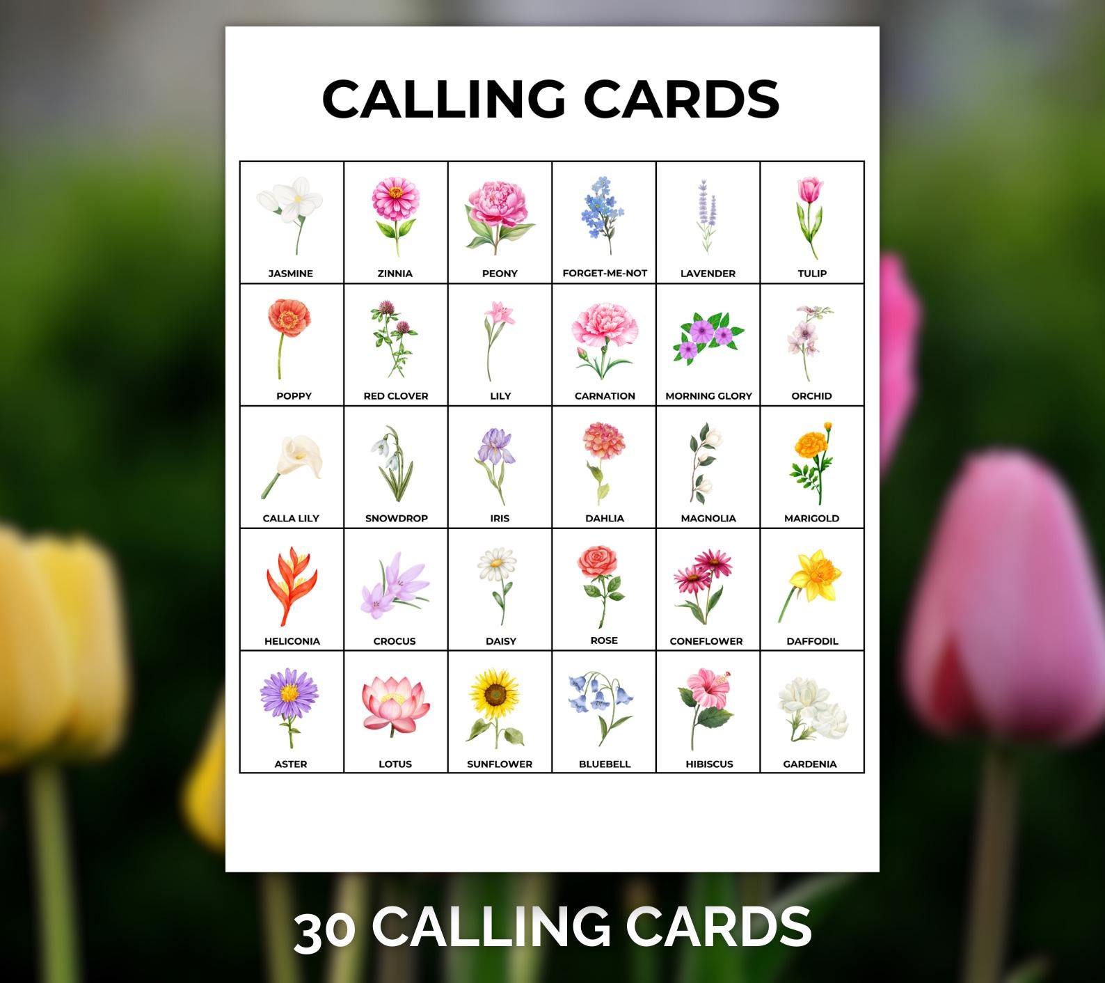 40 Flower Bingo Cards, Flower Bingo Game for Kids & Adults, Garden Club ...