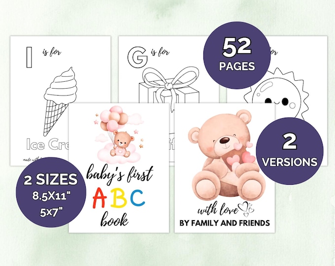 Baby's First ABC Book, Printable ABC Book, Baby's First Alphabet Book ...