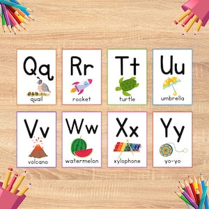 Alphabet Flash Cards, A-Z Cards, ABC Flash Cards, Educational Cards ...