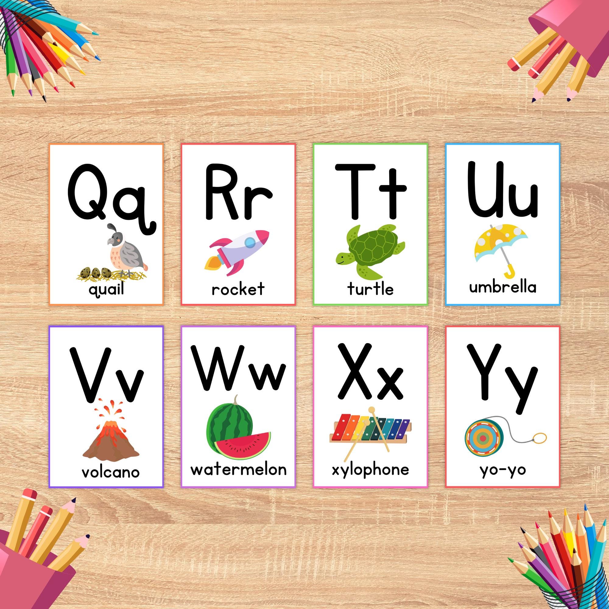 Alphabet Flash Cards, A-Z Cards, ABC Flash Cards, Educational Cards ...