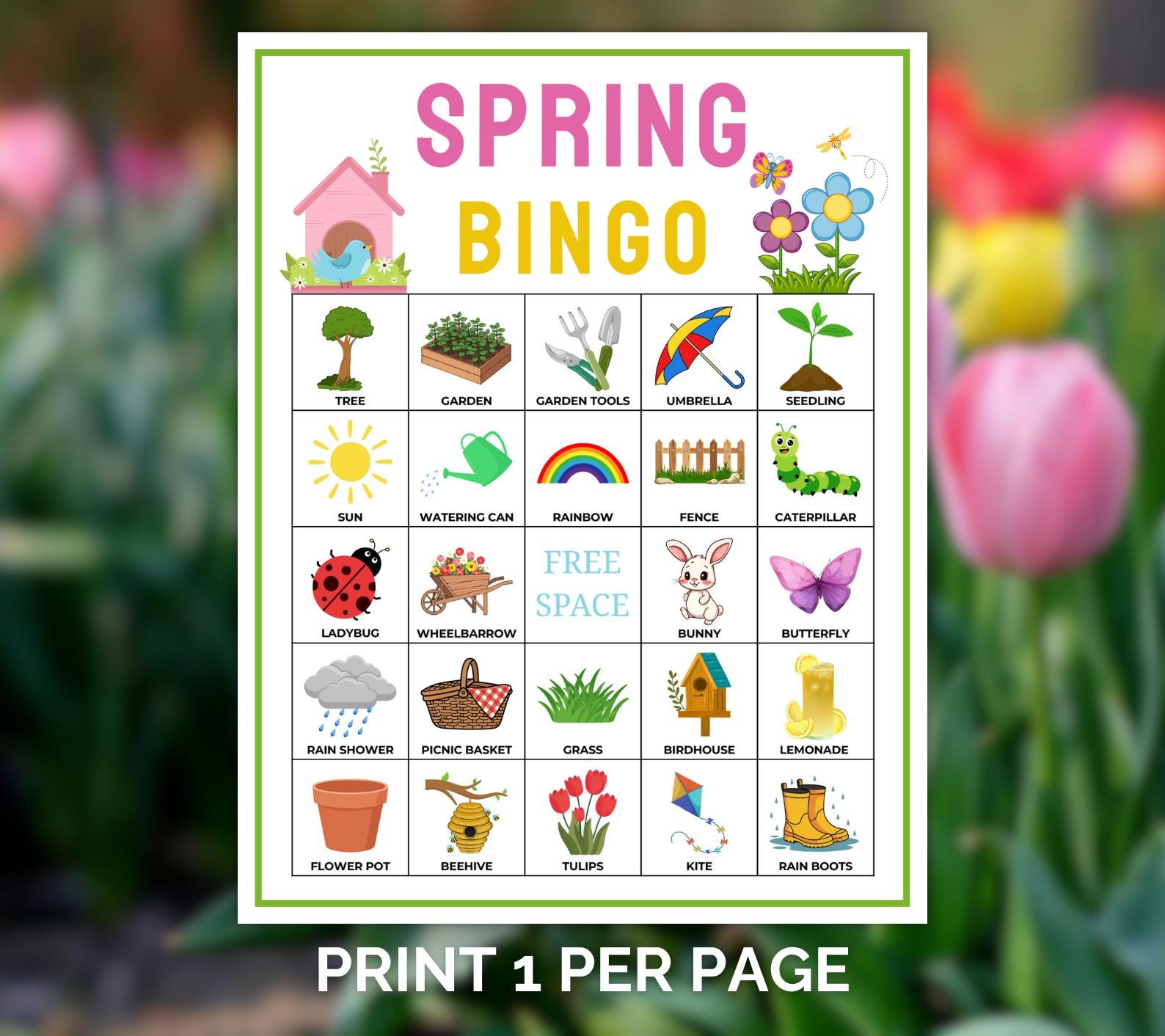 50 Spring Bingo Cards, Spring Bingo Printable, Spring Party Game ...