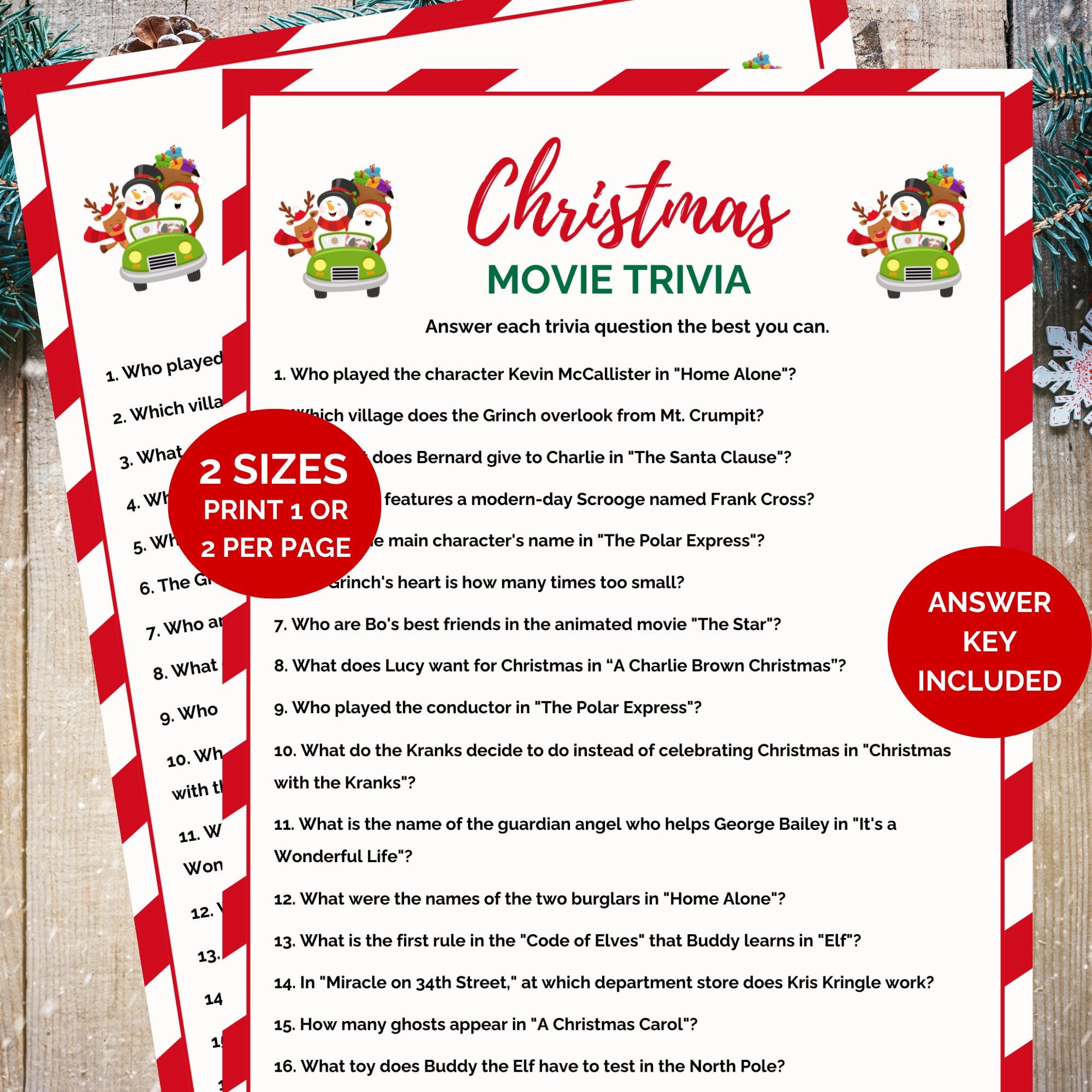 Christmas Movie Trivia, Family Game, Printable Christmas Game ...