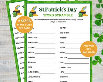 St Patricks Day Word Scramble Game - Etsy