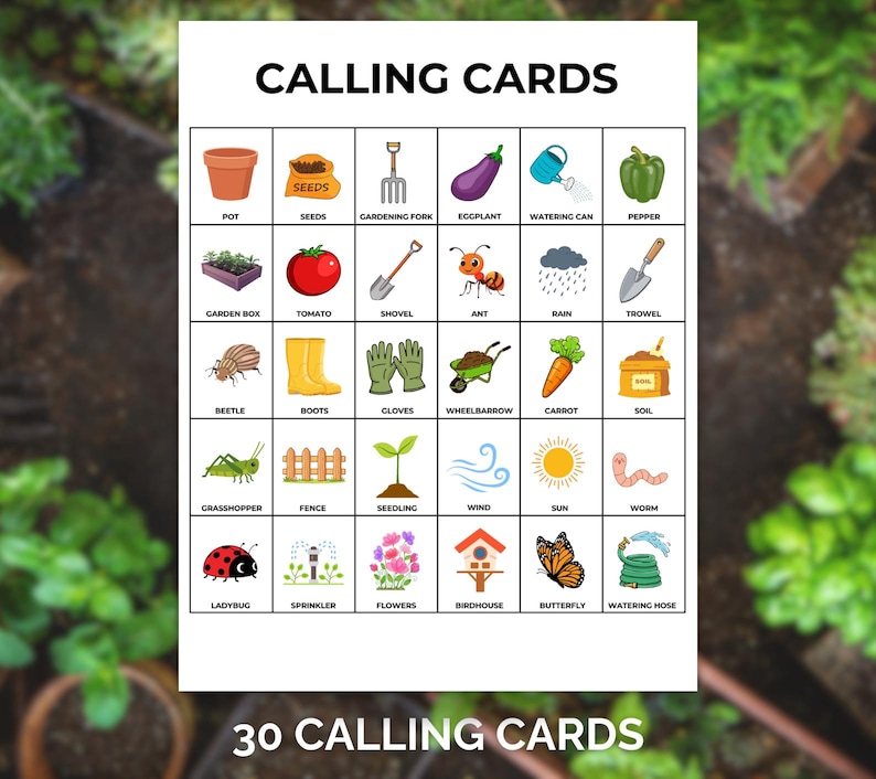 30 Gardening Bingo Cards, Gardening Bingo Printable, Garden Activity ...