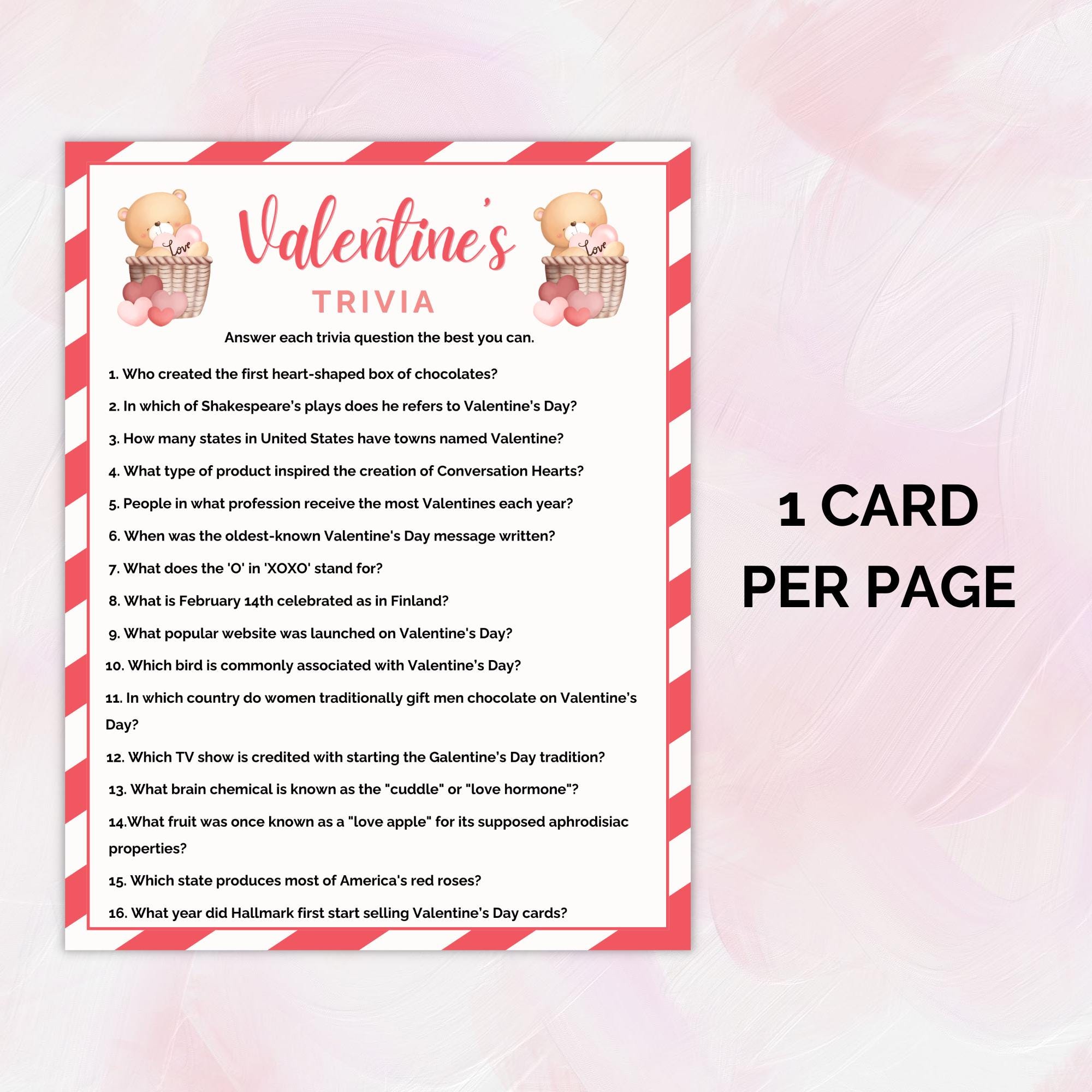 Valentine's Day Trivia Game, Valentine Day Game, Valentines Activity ...