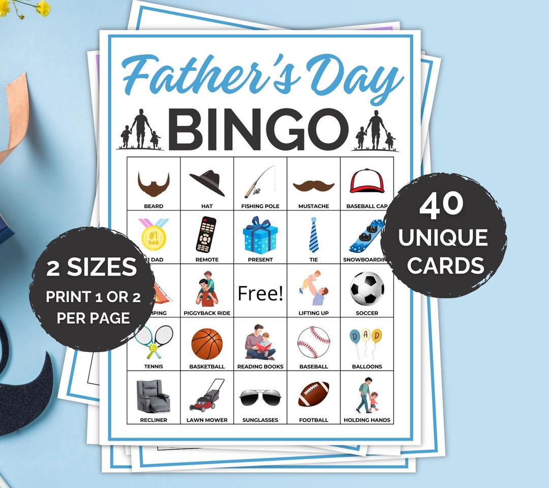 40 Printable Father's Day Bingo Cards, Father's Day Activity, Father's ...