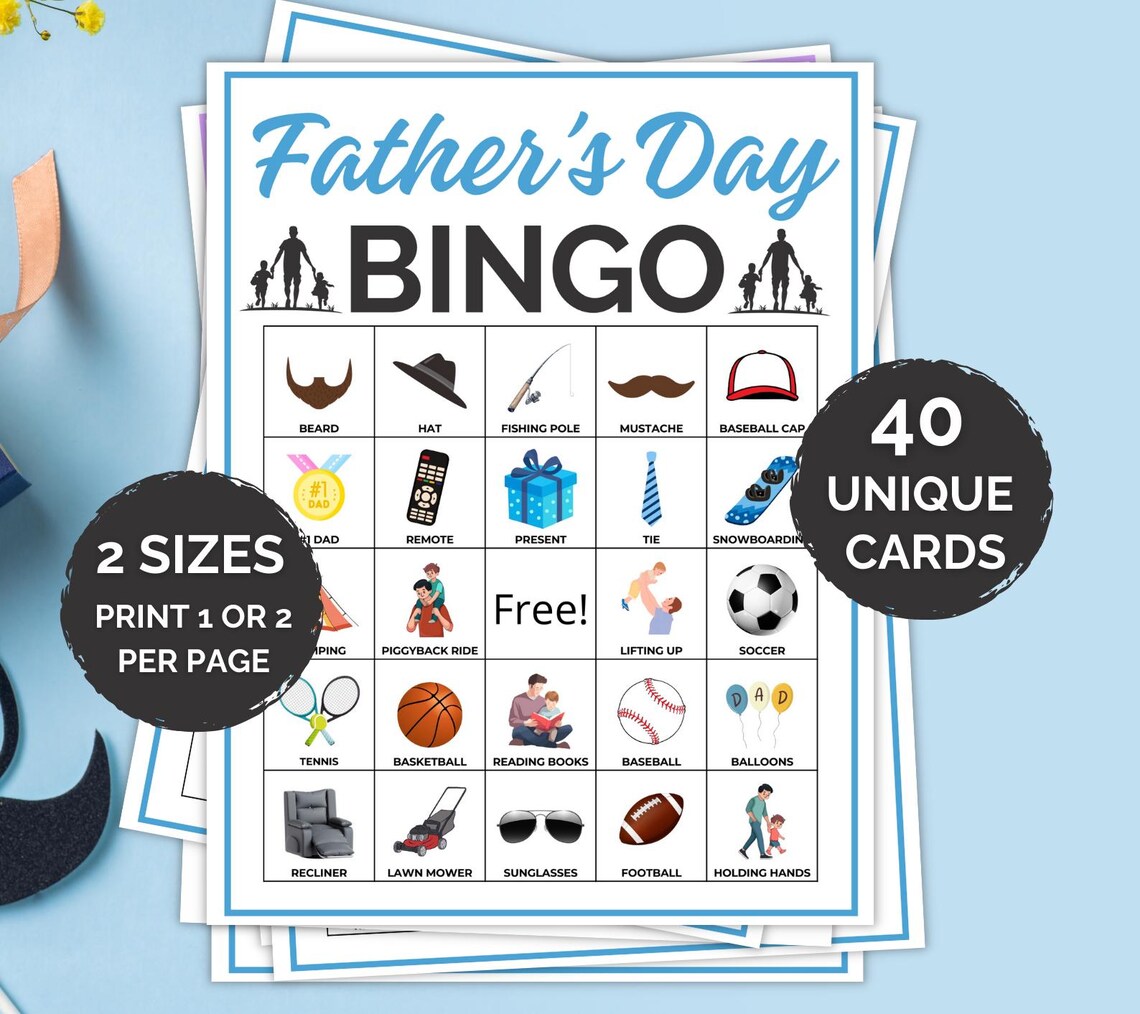 40 Printable Father's Day Bingo Cards, Father's Day Activity, Father's ...