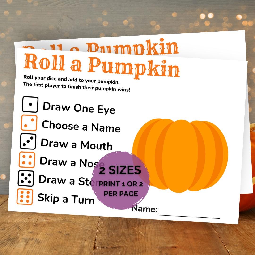 Roll a Pumpkin Game, Halloween Party Game, Family Halloween Activity ...