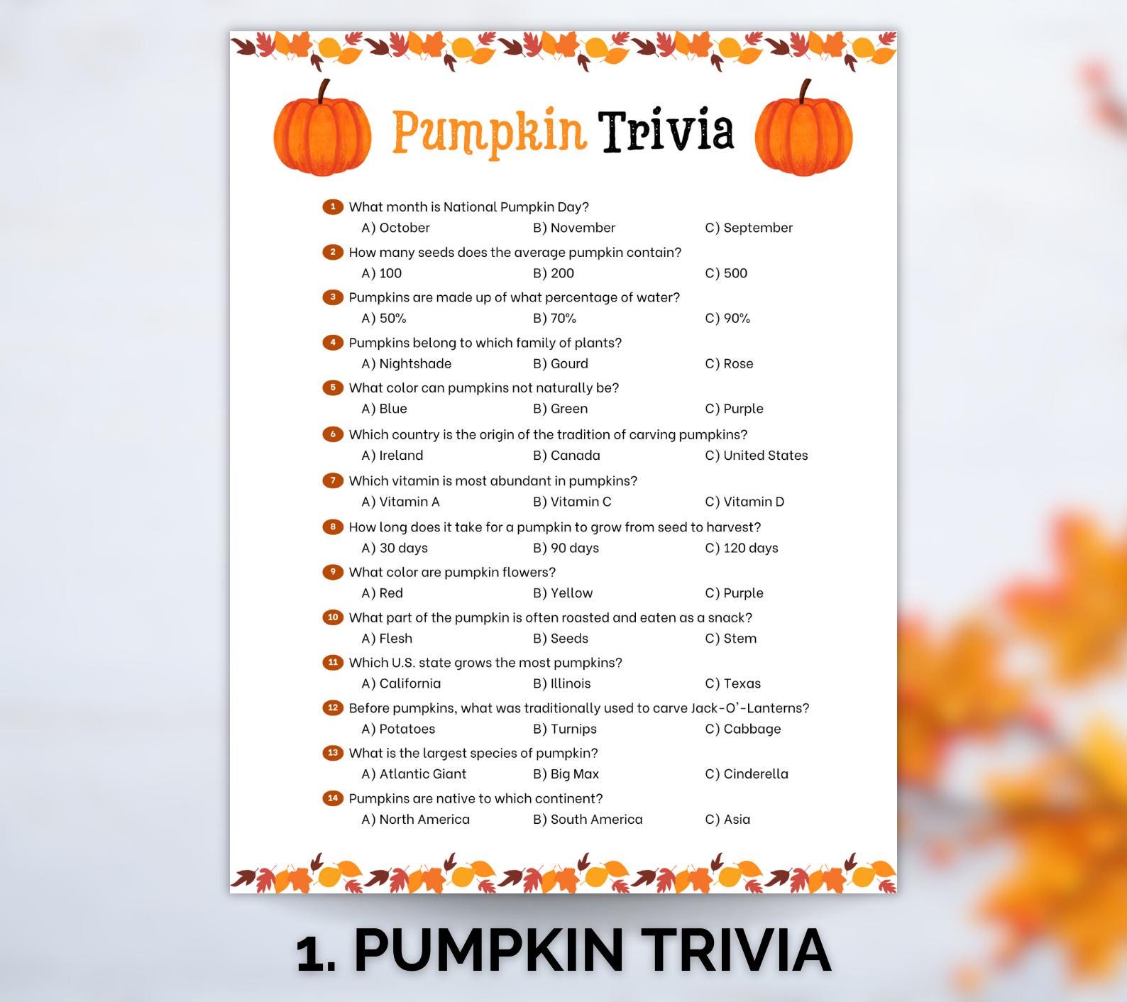 Thanksgiving Trivia, Pumpkin Trivia Game, Thanksgiving Trivia Quizzes ...