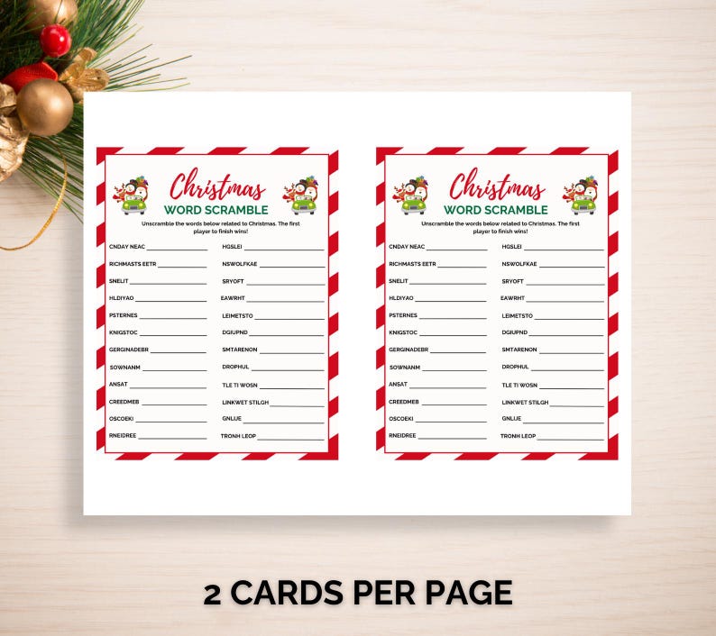 Christmas Word Scramble, Family Game, Printable Christmas Game ...