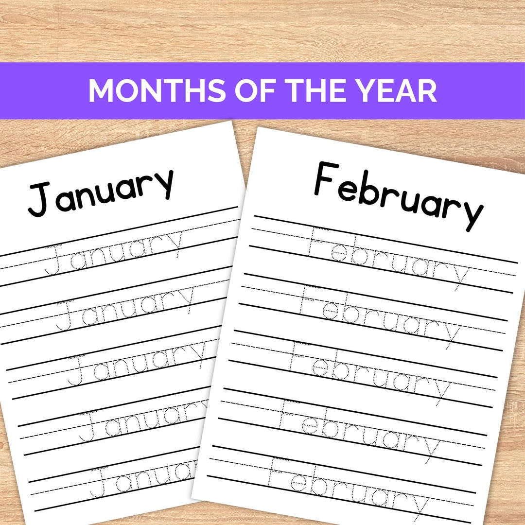 Months of the Year Tracing Sheets, Months of the Year Tracing ...