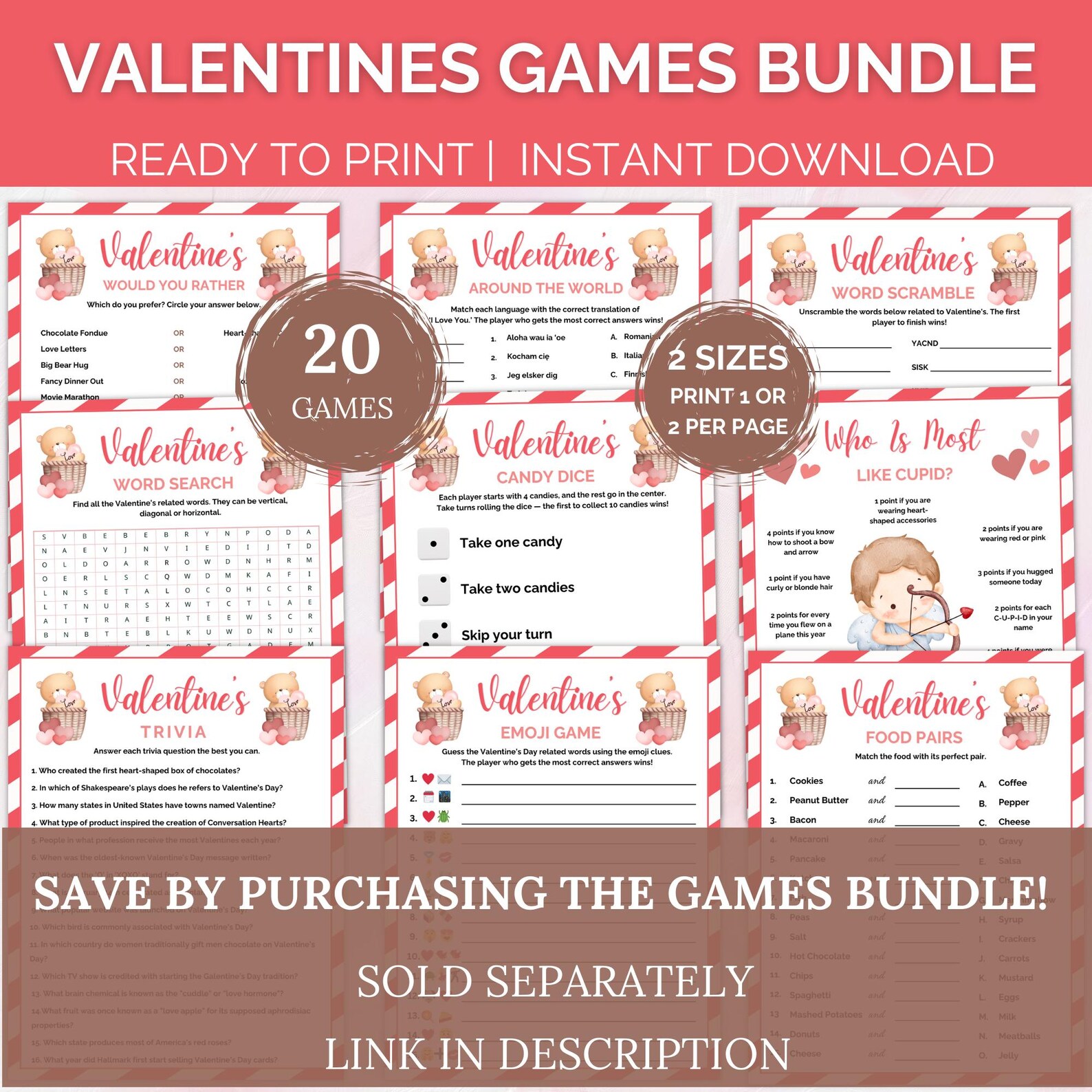 Valentine’s Day Candy Match, Candy Match Game, Valentine's Party Games ...