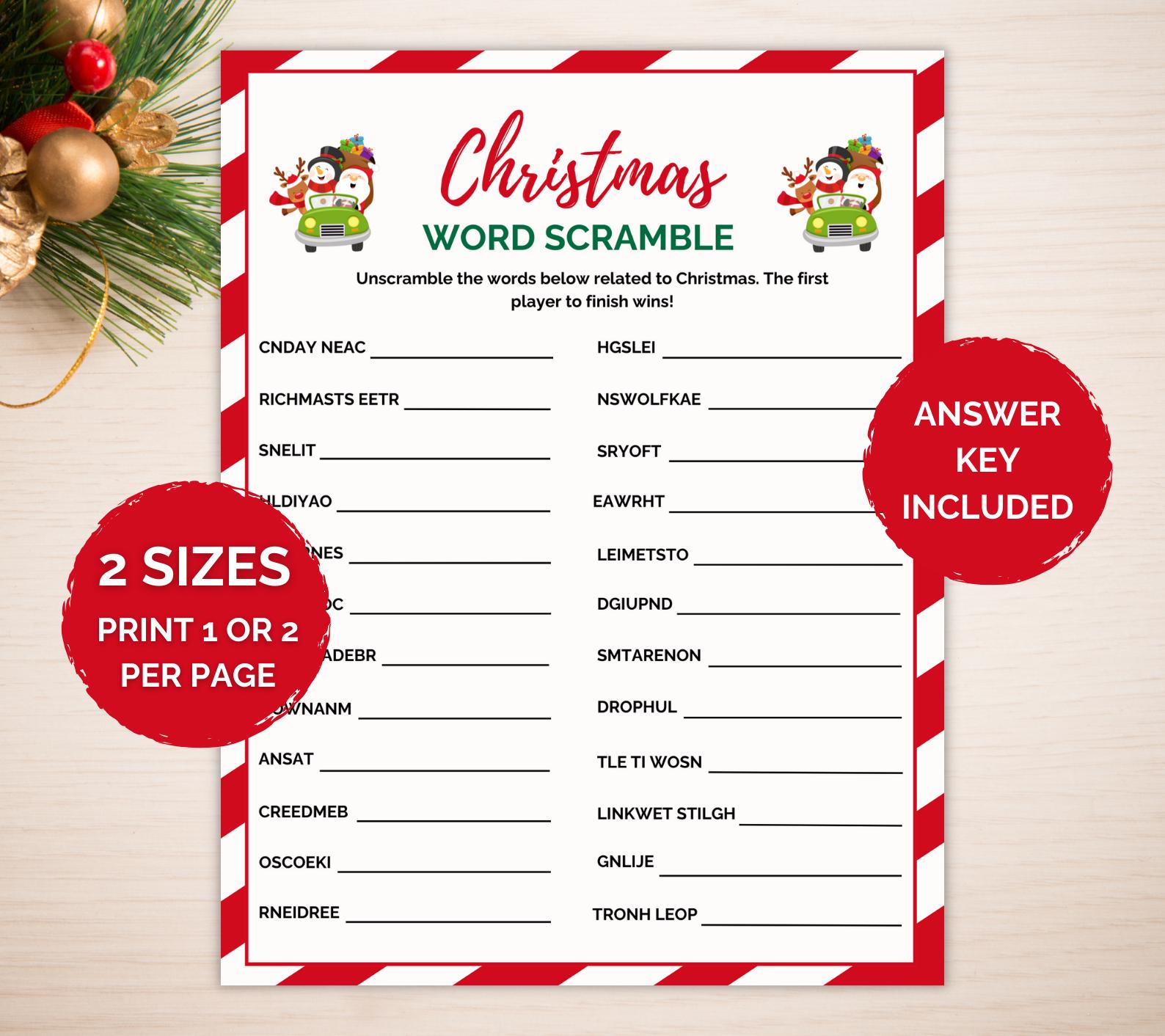 Christmas Word Scramble, Family Game, Printable Christmas Game ...
