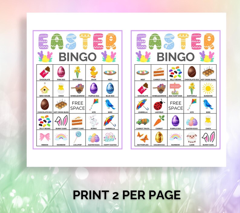 50 Printable Easter Bingo Cards, Kids Easter Party Game, Easter ...