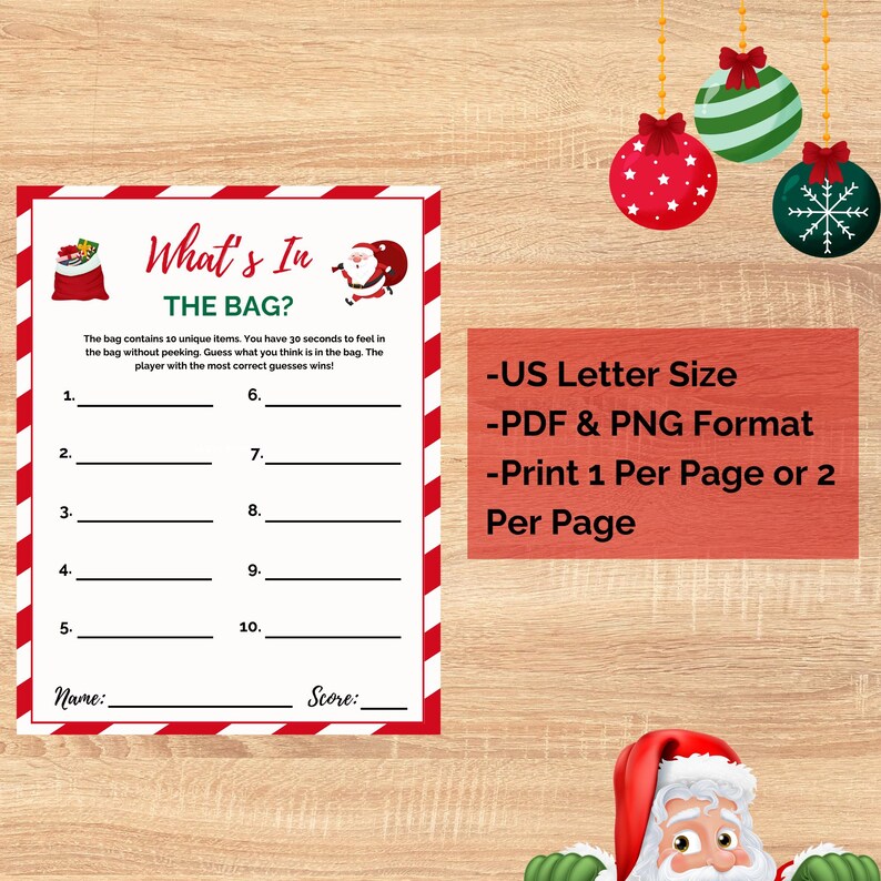 Christmas What's in the Bag Game, Christmas Party Game, Christmas Game ...