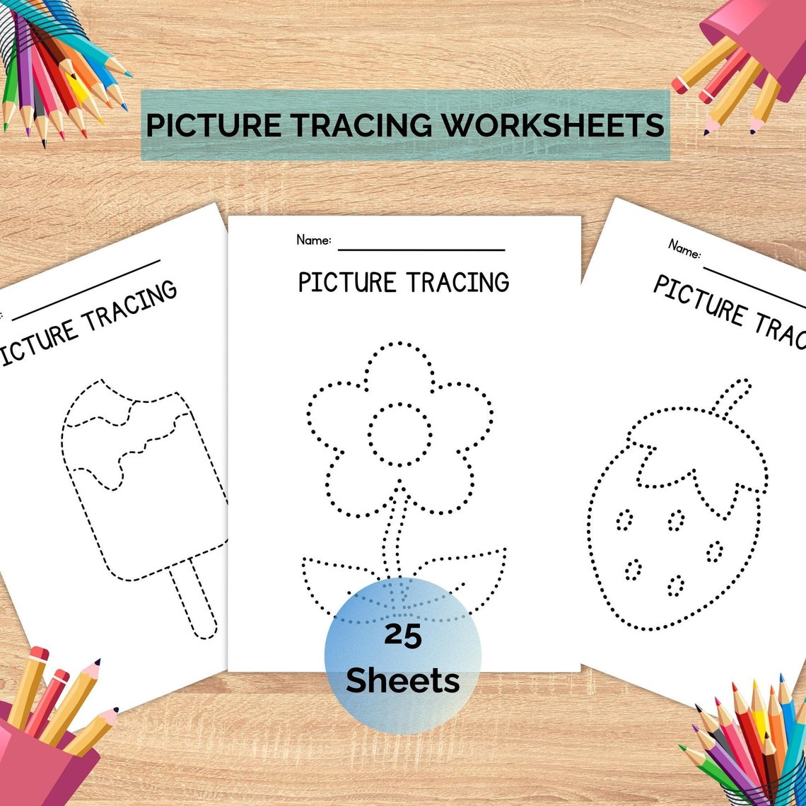25 Tracing Worksheets, Preschool Trace Sheets, Handwriting Practice ...