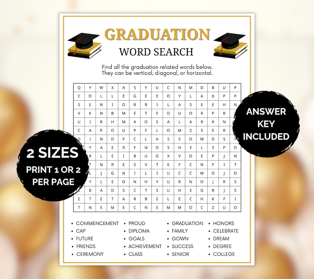 Graduation Word Search Game Printable, Graduation Party Game, Grad ...