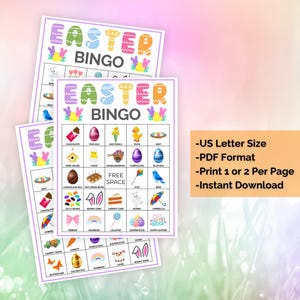 50 Printable Easter Bingo Cards, Kids Easter Party Game, Easter ...
