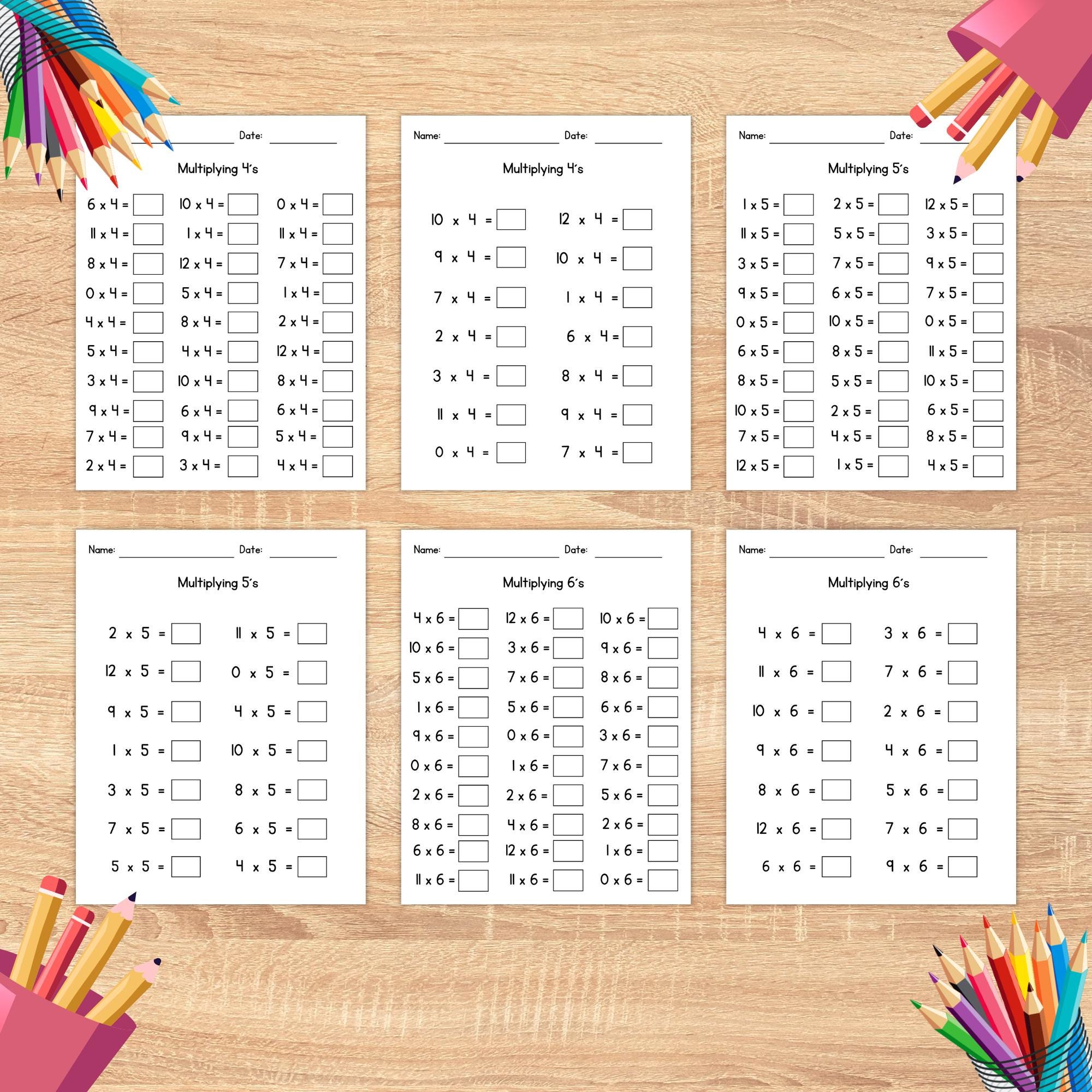 Printable Multiplication Worksheets, Numbers 1-12, Math Worksheets, 1st ...