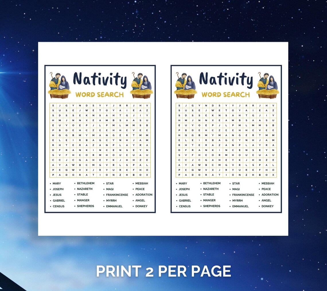 Nativity Word Search, Fun Nativity Game, Printable Nativity Game ...