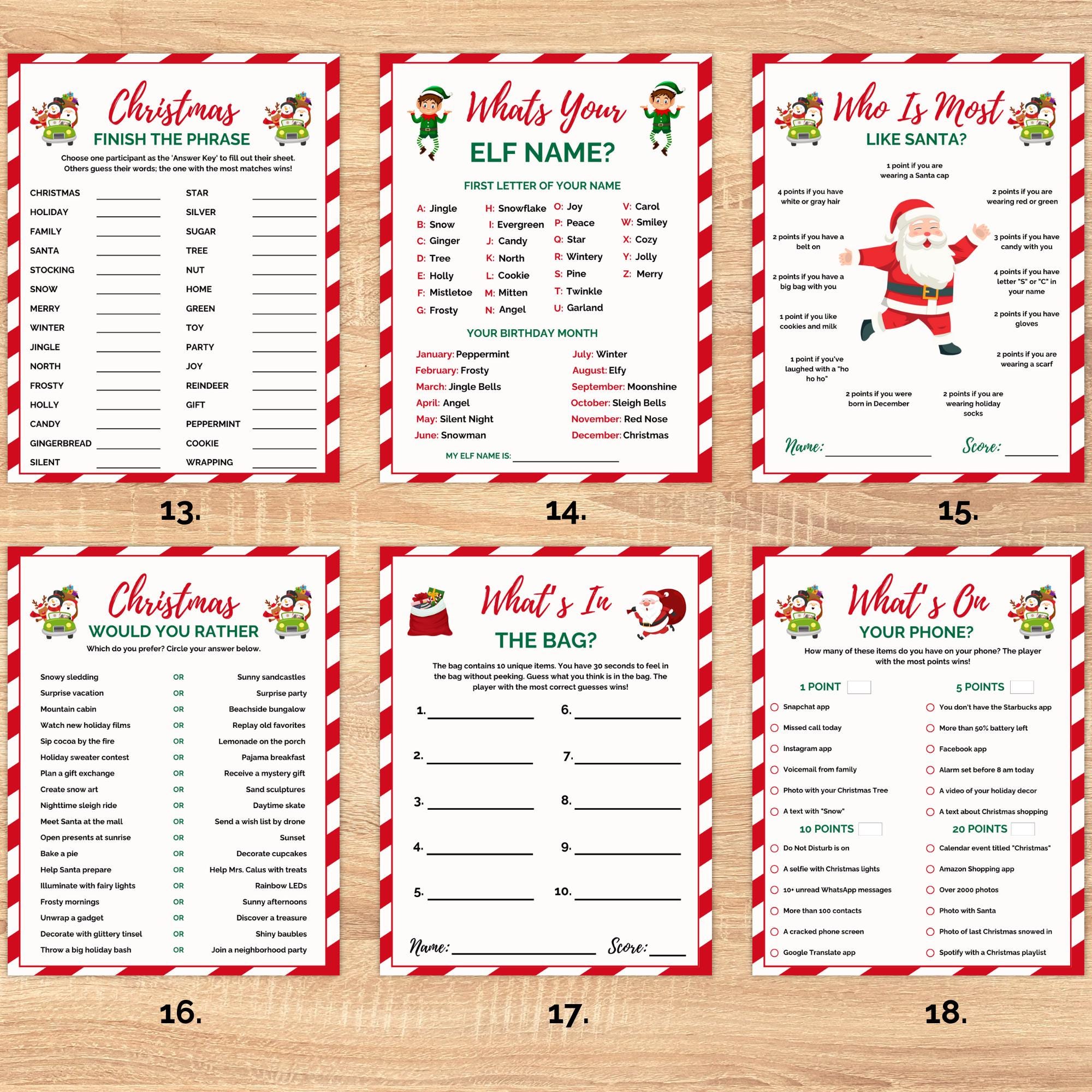 Printable Christmas Games Bundle, 20 Christmas Party Games, Christmas ...