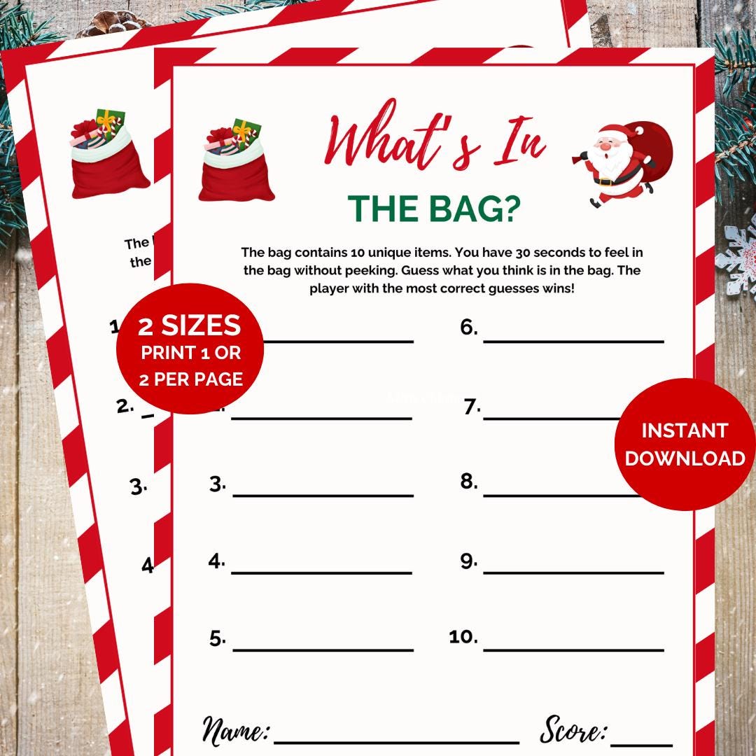 Christmas What's in the Bag Game, Christmas Party Game, Christmas Game ...