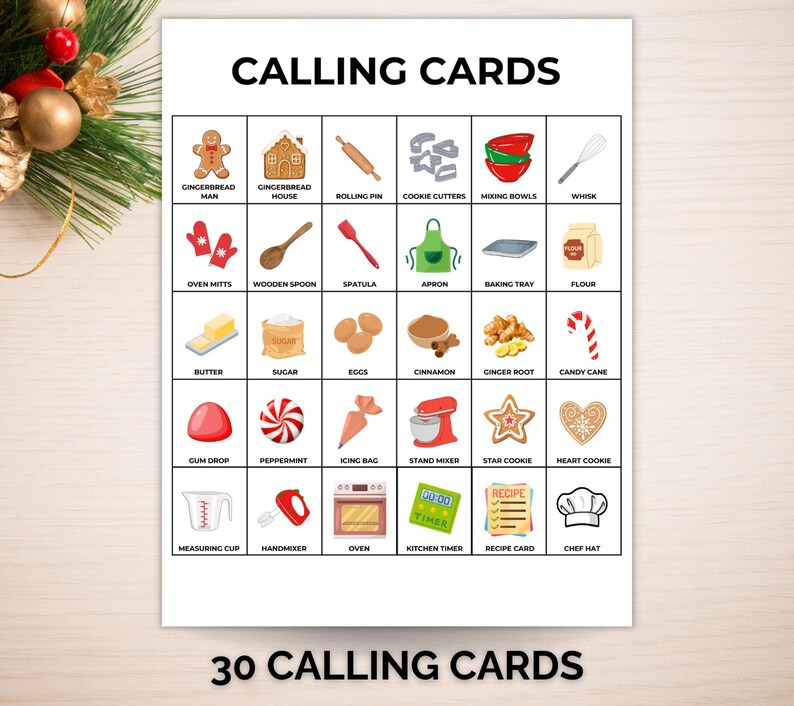 30 Gingerbread Bingo Cards, Gingerbread Bingo, Christmas Baking Bingo ...