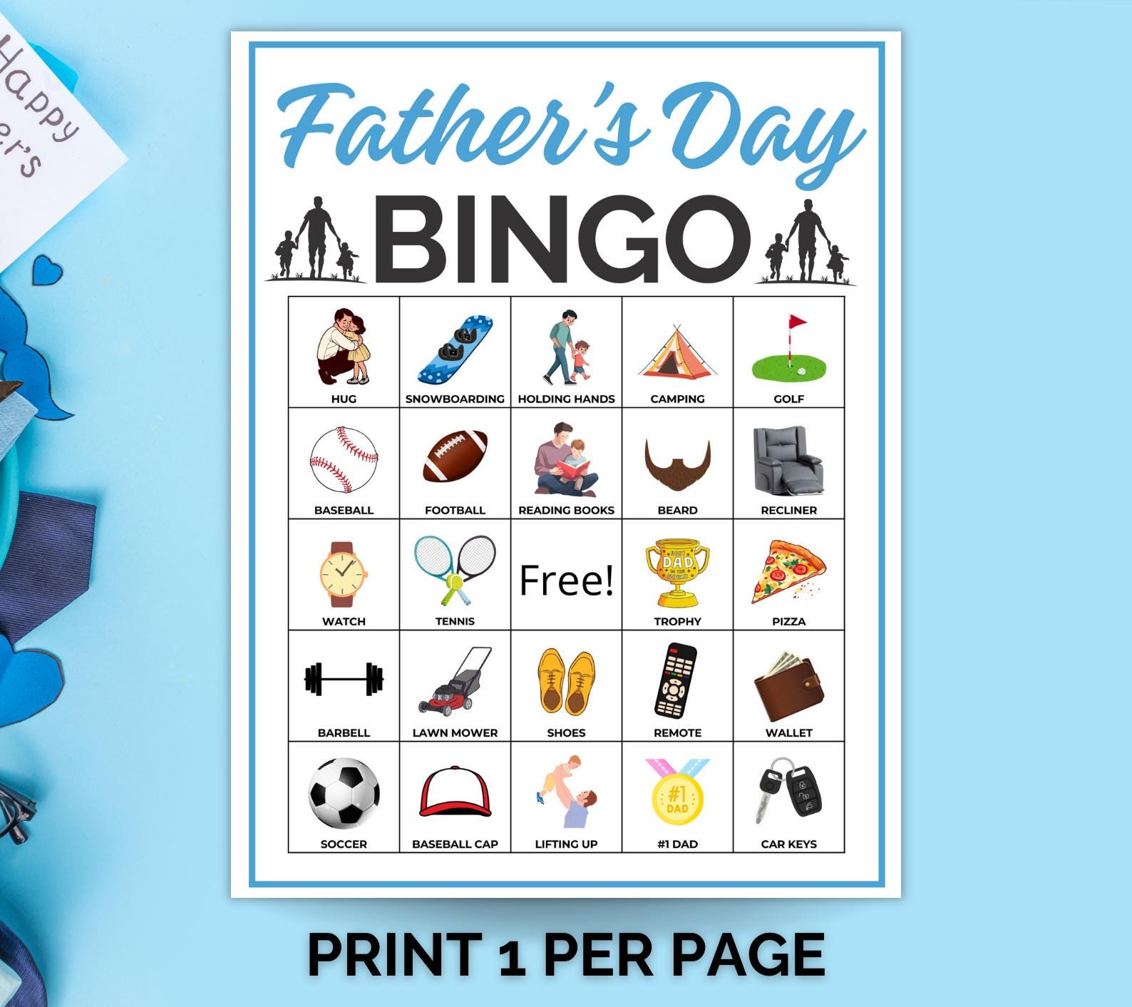 40 Printable Father's Day Bingo Cards, Father's Day Activity, Father's ...