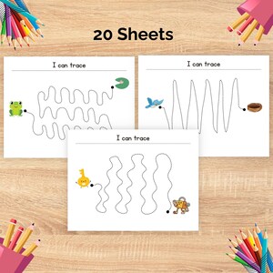 Line Tracing , Pre-writing Worksheet, Line Tracing Practice, Preschool ...