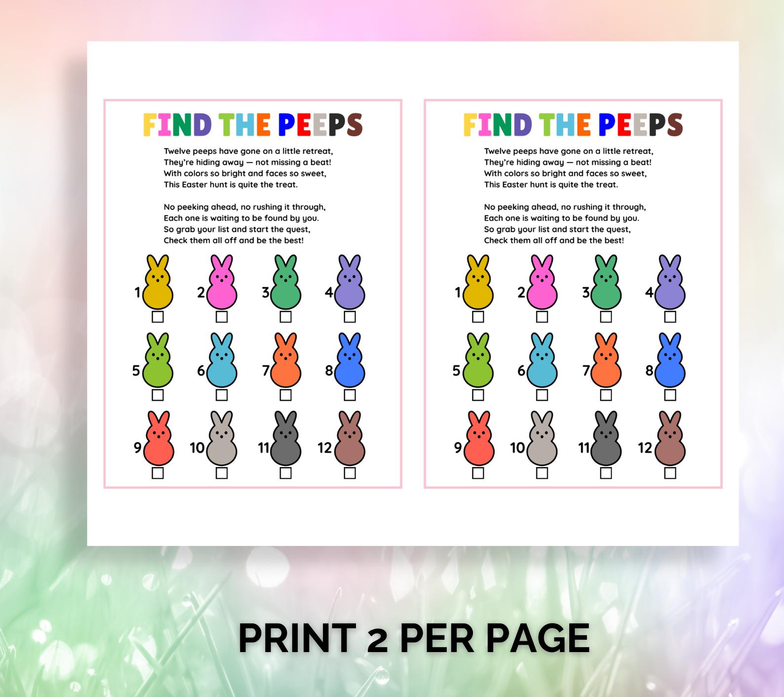 Peeps Easter Scavenger Hunt, Printable Peeps Easter Hunt, Easter Hunt ...
