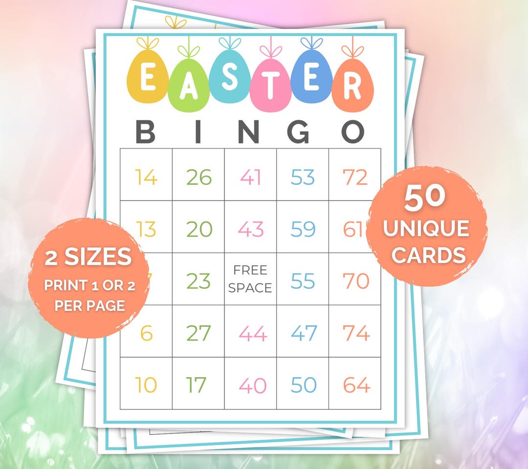 50 Printable Easter Bingo Cards, Kids Easter Activity, Easter Game ...