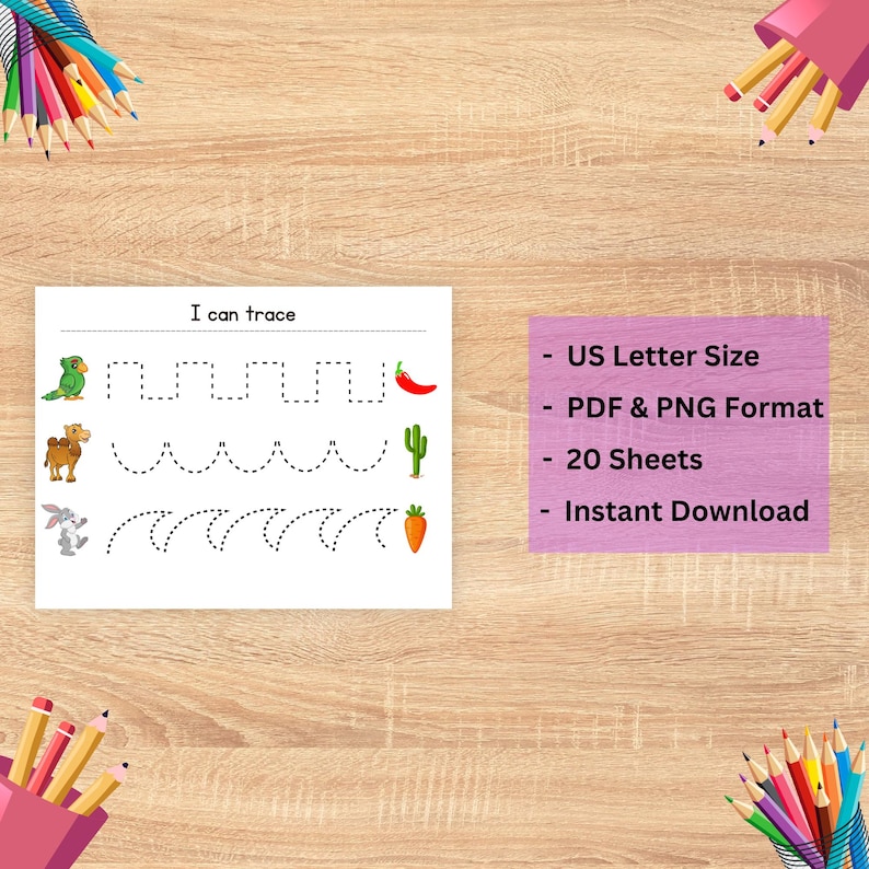 Line Tracing , Pre-writing Worksheet, Line Tracing Practice, Preschool ...