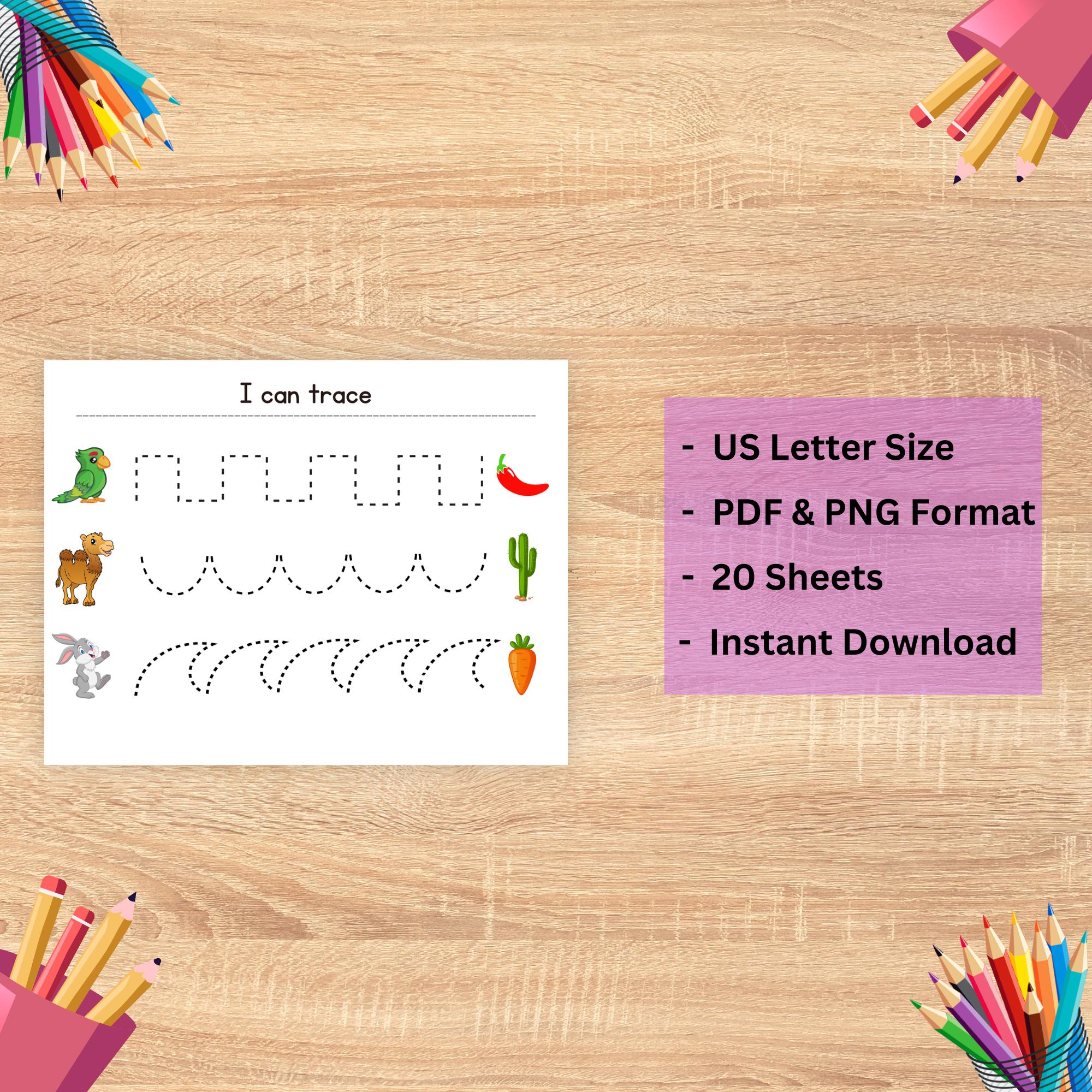 Line Tracing , Pre-writing Worksheet, Line Tracing Practice, Preschool ...