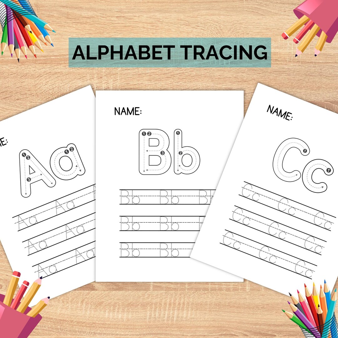 Alphabet Tracing Worksheets A-Z, Preschool to Kindergarten, Homeschool ...